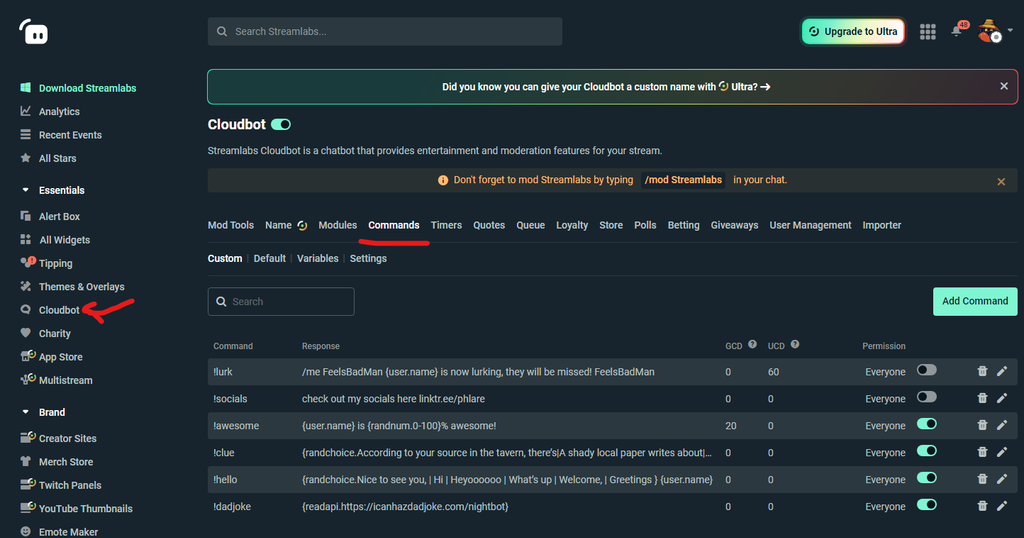 Make a Dad Joke command for StreamLabs Cloudbot - Show Me Your Bot