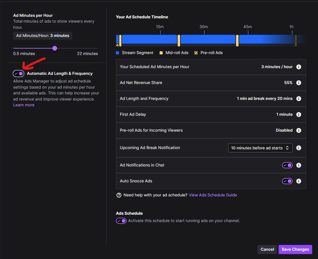 Twitch Automatic Ad Length / Frequency - Show Me Your Bot