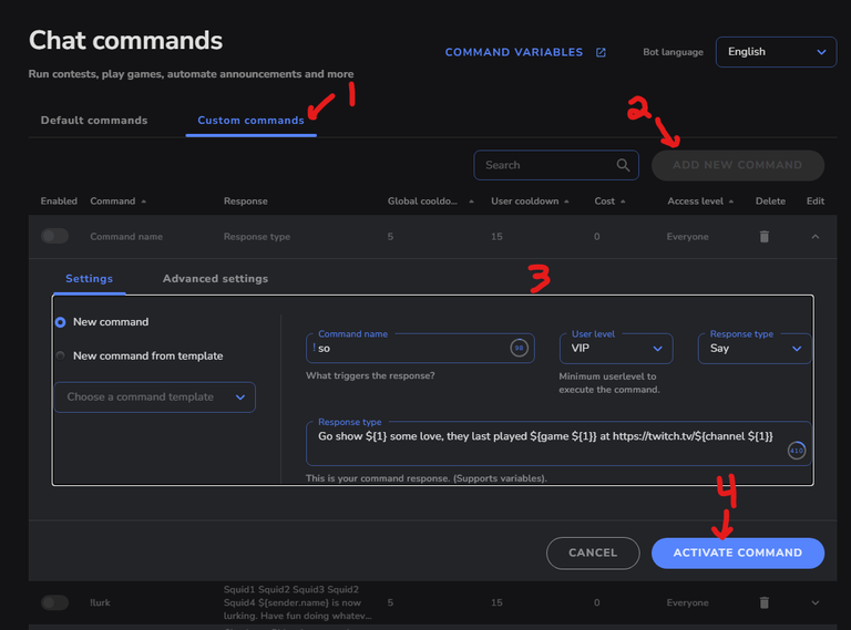 Shoutout Command for StreamElements (with game) - Show Me Your Bot